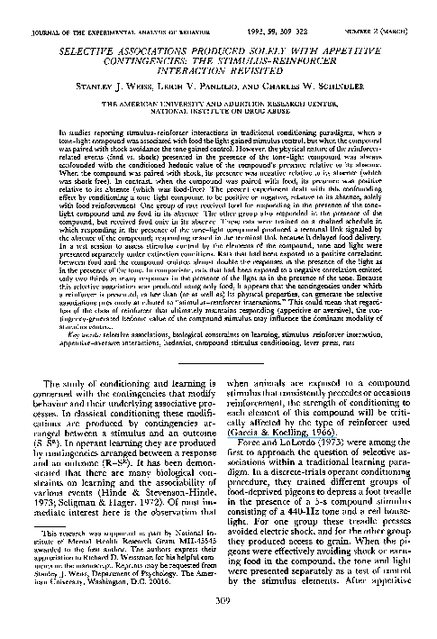 (PDF) Single-incentive selective associations produced solely as a ...