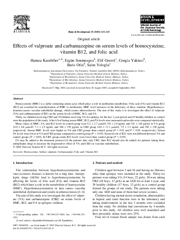 (PDF) Effects of valproate and carbamazepine on serum levels of ...