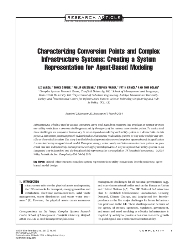 (PDF) Characterizing conversion points and complex infrastructure systems: Creating a system ...