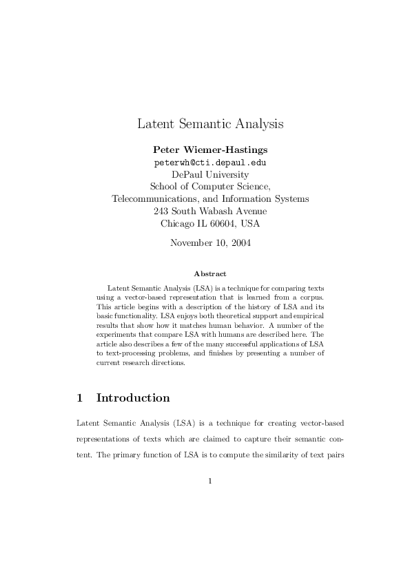 (PDF) Latent semantic analysis