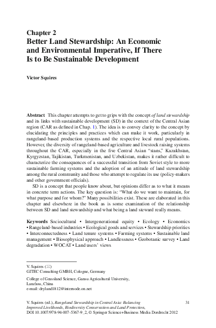 (PDF) Better Land Stewardship: An Economic and Environmental Imperative ...
