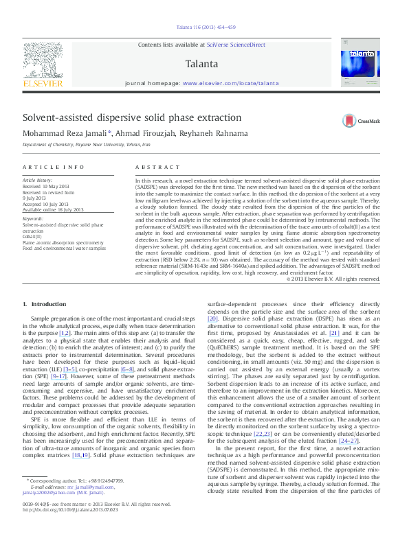 (PDF) Solvent-assisted dispersive solid phase extraction