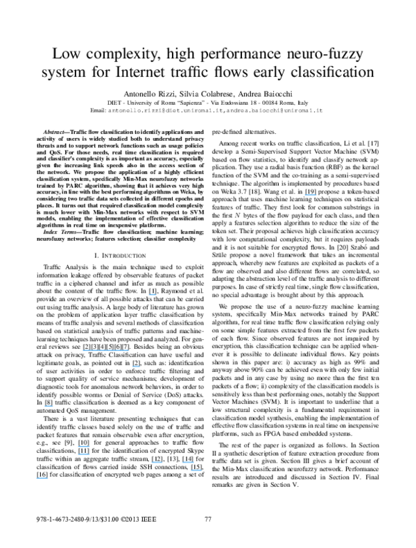 (PDF) Low complexity, high performance neuro-fuzzy system for Internet traffic flows early ...