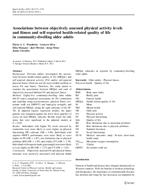 (PDF) Associations between objectively assessed physical activity levels and fitness and self ...