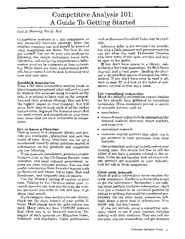 (PDF) Competitive analysis 101: A guide to getting started