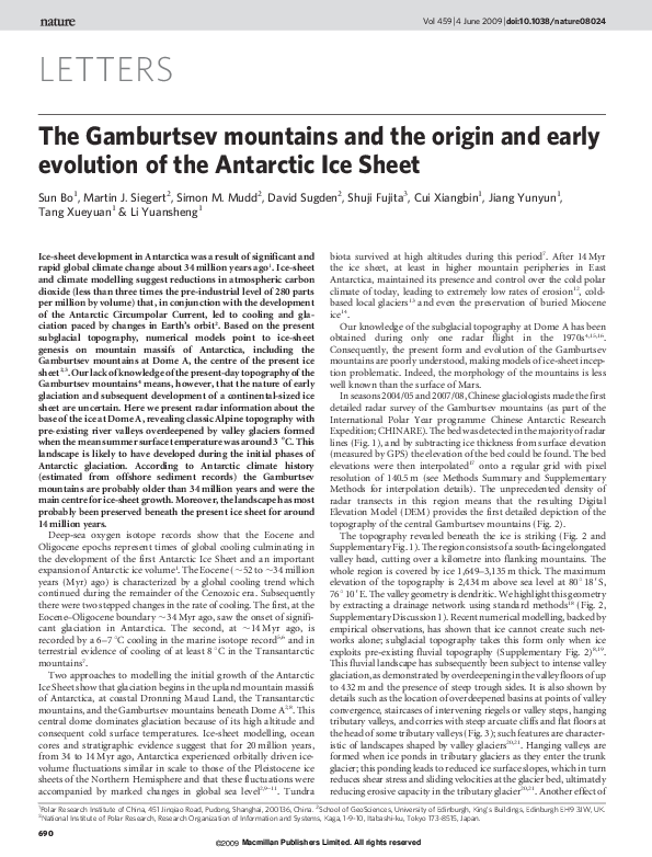 (PDF) The Gamburtsev mountains and the origin and early evolution of ...