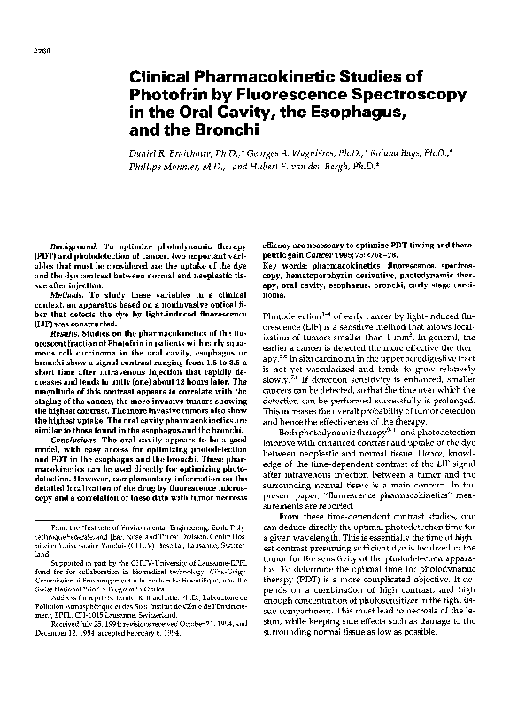 (PDF) Clinical pharmacokinetic studies of photofrin by fluorescence ...