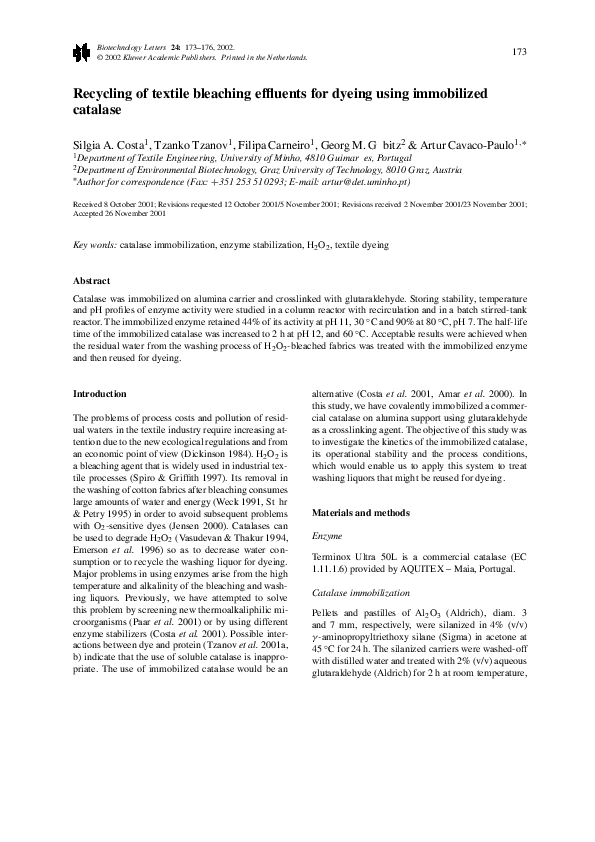 (PDF) Recycling of textile bleaching effluents for dyeing using ...