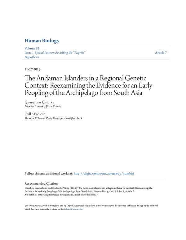 (PDF) The Andaman Islanders in a regional genetic context: Reexamining ...