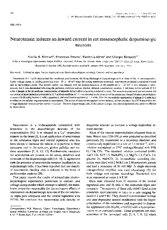 (PDF) Neurotensin induces an inward current in rat mesencephalic ...