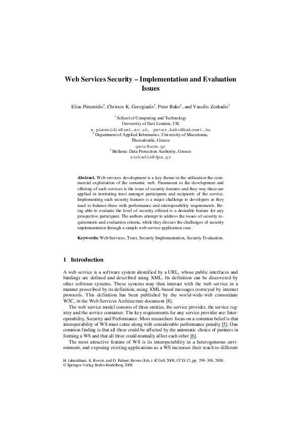 Pdf Web Services Security Implementation And Evaluation Issues