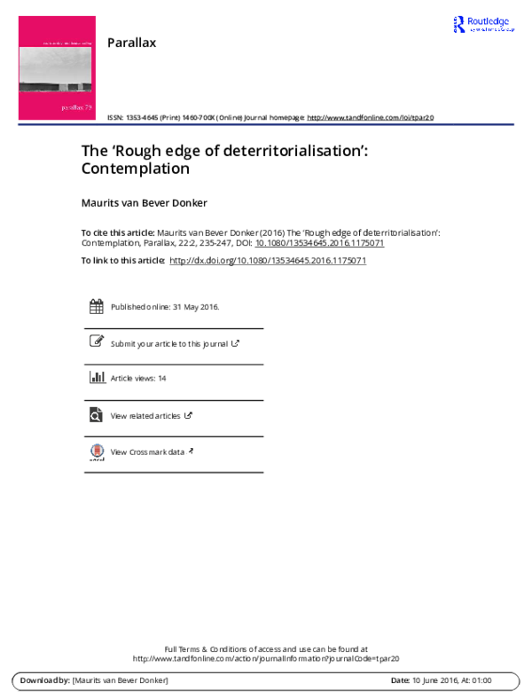 (PDF) The 'Rough edge of deterritorialisation': Contemplation