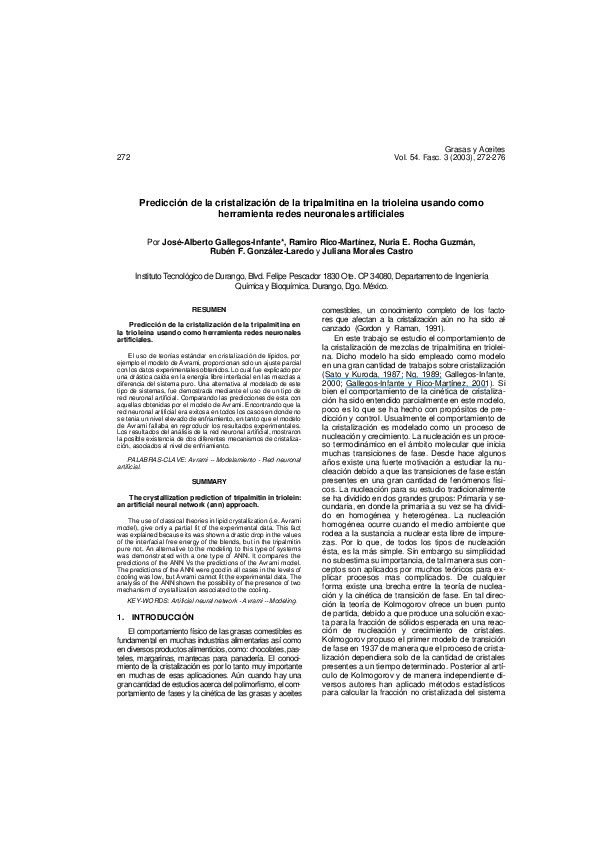 (PDF) Predicción de la cristalización de la tripalmitina en la ...