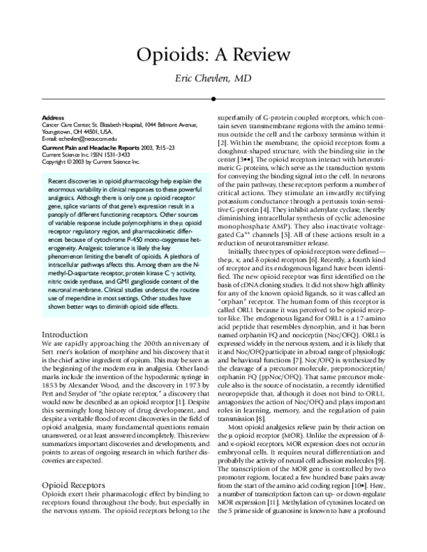 (PDF) Opioids: A review