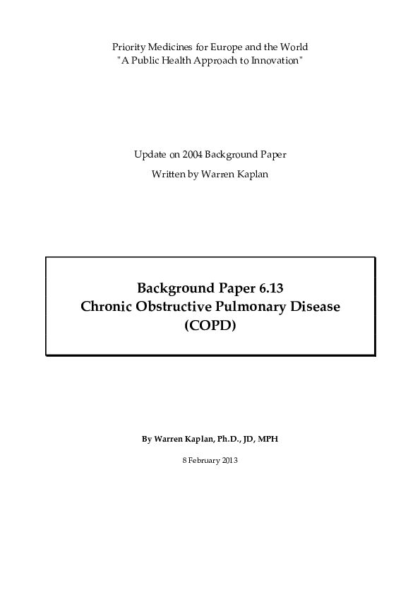 (PDF) Background Paper 6.13 Chronic Obstructive Pulmonary Disease (COPD