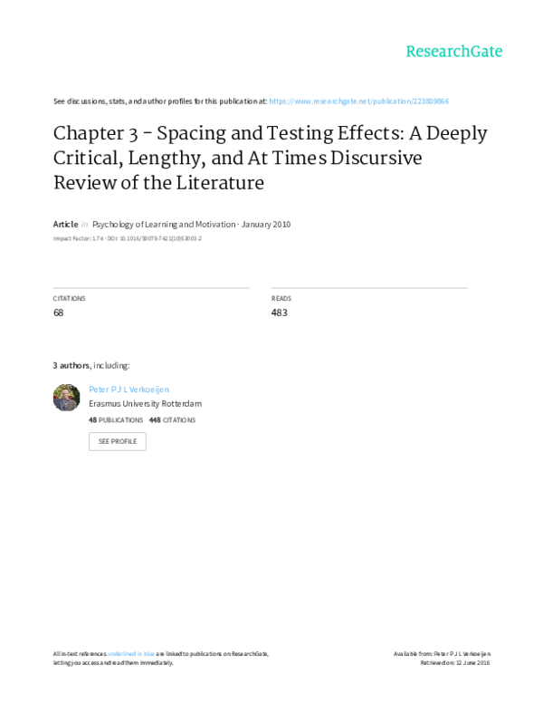 (PDF) Spacing and Testing Effects