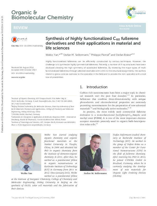(PDF) Synthesis of highly functionalized C60 fullerene derivatives and their applications in ...