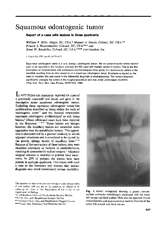(PDF) Unique Case of Squamous Odontogenic Tumor