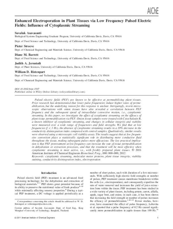 (PDF) Enhanced electroporation in plant tissues via low frequency pulsed electric fields ...