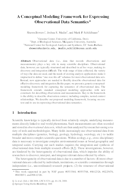 (PDF) A conceptual modeling framework for expressing observational data semantics