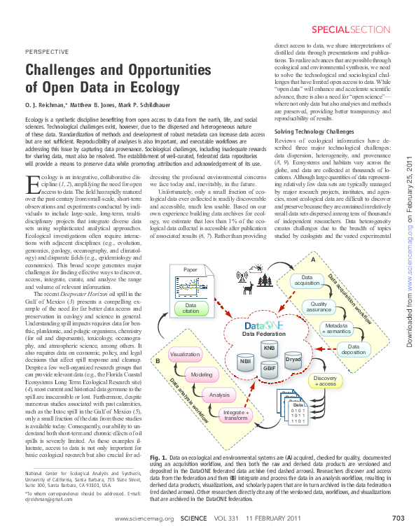 (PDF) Challenges and opportunities of open data in ecology