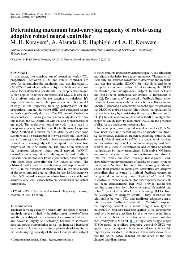 (PDF) Determining maximum load carrying capacity of planar flexible-link robot: closed-loop approach