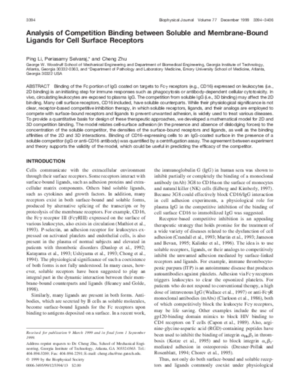 (PDF) Analysis of Competition Binding between Soluble and Membrane ...