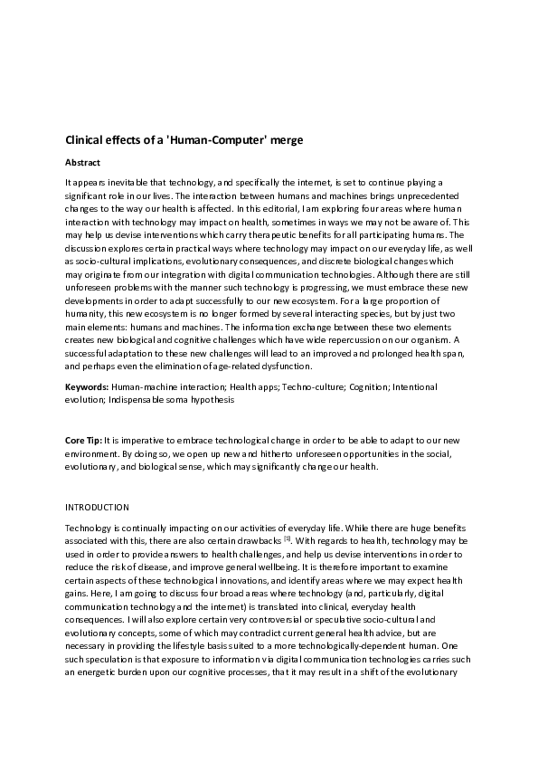 (PDF) Clinical effects of a 'Human-Computer' merge | Marios Kyriazis ...