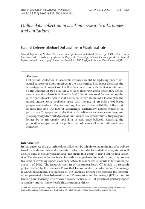 (PDF) Online data collection in academic research: advantages and ...