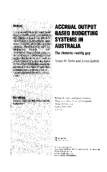 (PDF) Accrual output based budgeting systems in Australia The rhetoric ...