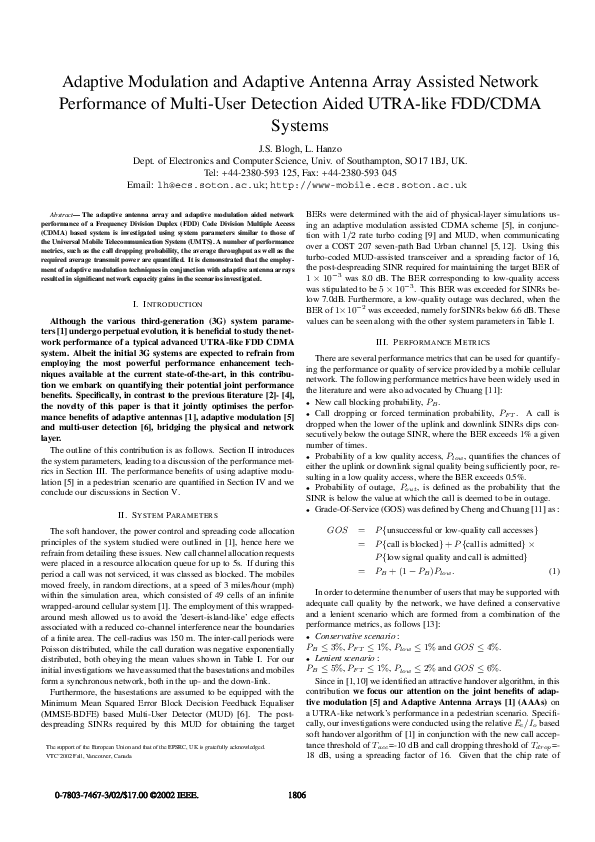 Pdf Adaptive Modulation And Adaptive Antenna Array Assisted Network Performance Of Multi User
