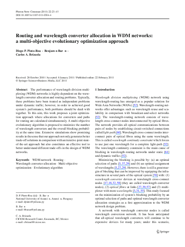 Pdf Routing And Wavelength Converter Allocation In Wdm Networks A Multi Objective