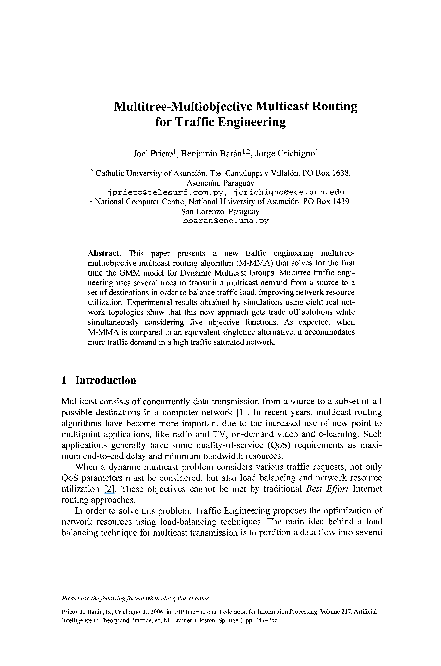 (PDF) Multitree-Multiobjective Multicast Routing for Traffic Engineering