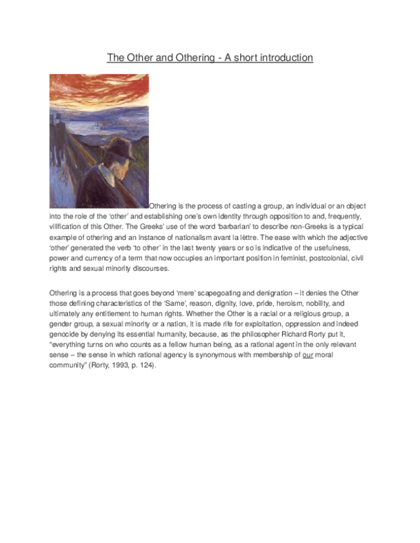 (DOC) The Other and Othering -A short introduction