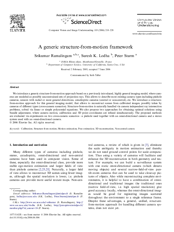 (PDF) A generic structure-from-motion framework