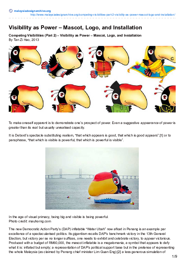 (PDF) Visibility as Power – Mascot, Logo, and Installation