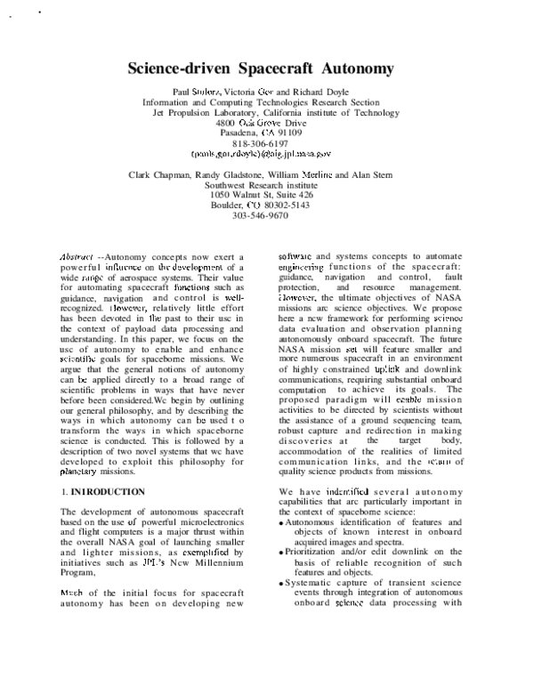 (PDF) Science-driven Spacecraft Autonomy