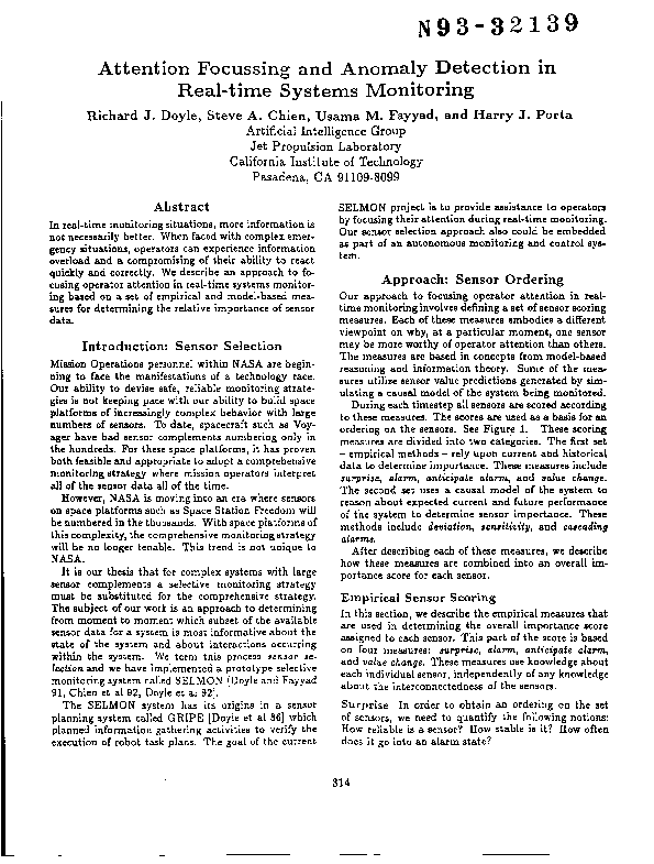 (PDF) Attention focussing and anomaly detection in real-time systems monitoring