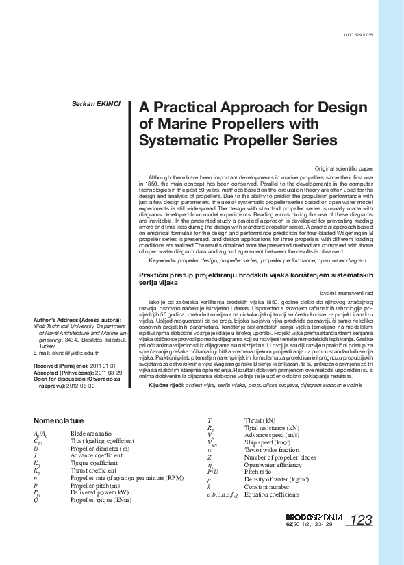 (PDF) A Practical Approach for Design of Marine Propellers with ...