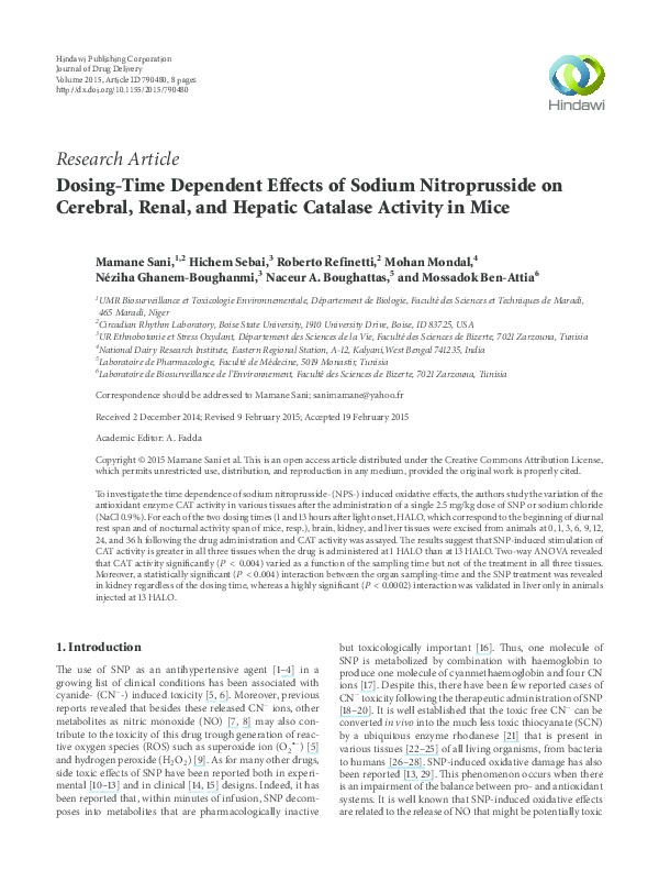 (PDF) Dosing-Time Dependent Effects of Sodium Nitroprusside on Cerebral ...