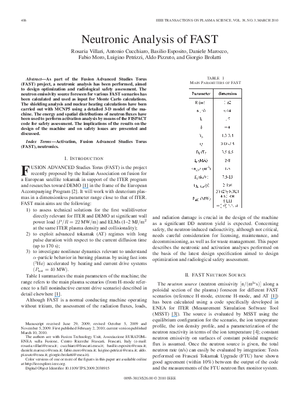 (PDF) Neutronic analysis of FAST