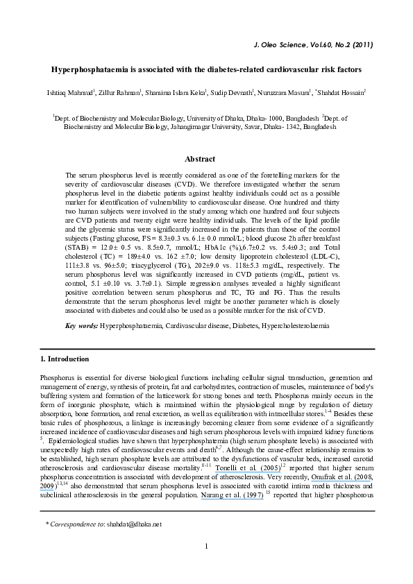 (PDF) Hyperphosphataemia Is Associated with the Diabetes-related ...