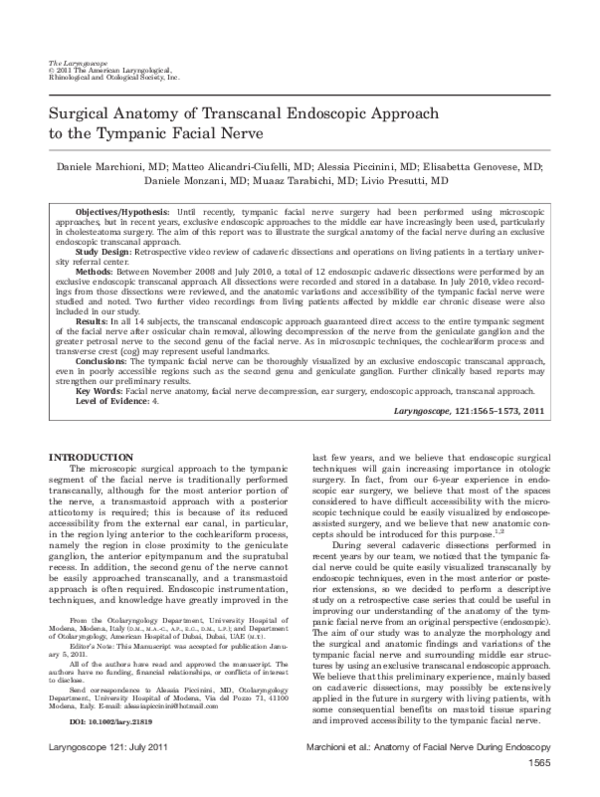 (PDF) Surgical anatomy of transcanal endoscopic approach to the ...