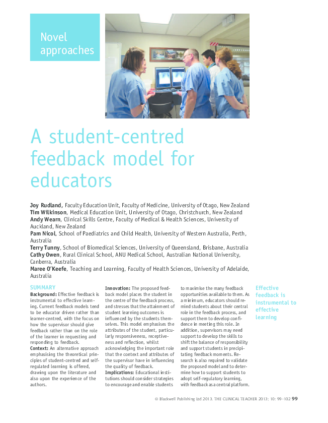 (PDF) A student-centred feedback model for educators