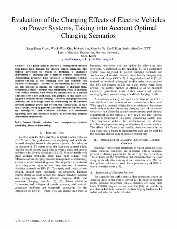 (PDF) Evaluation of the Charging Effects of Electric Vehicles on Power ...