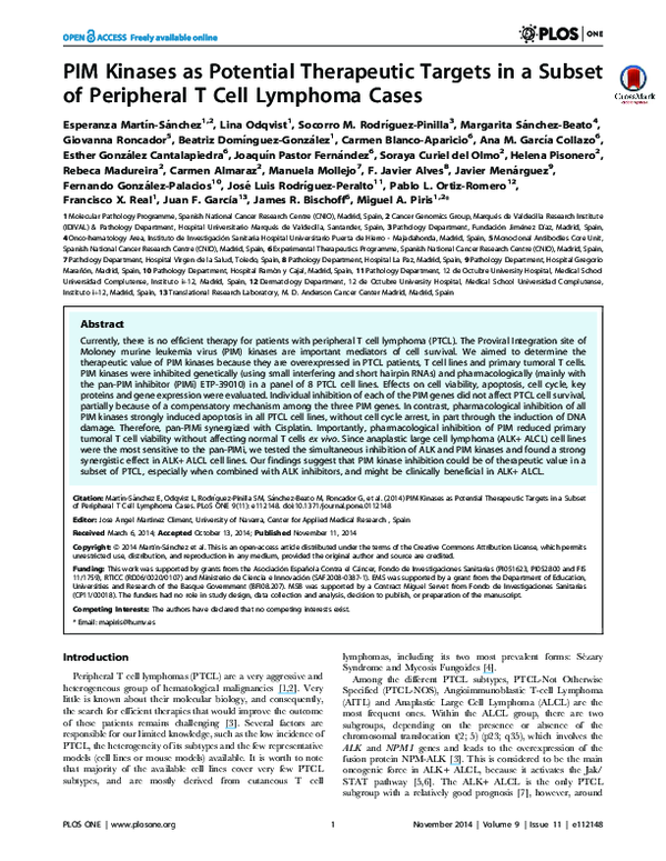 (PDF) PIM Kinases as Potential Therapeutic Targets in a Subset of ... (PDF) PIM Kinases as Potential Therapeutic Targets in a Subset of ...