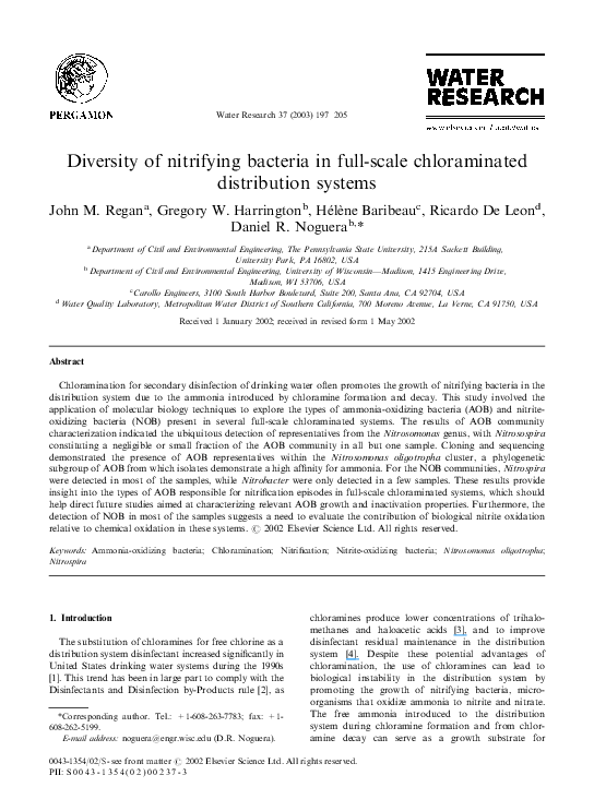 (PDF) Diversity of nitrifying bacteria in full-scale chloraminated ...
