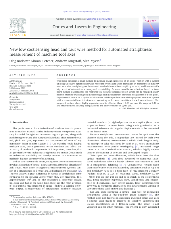 (PDF) New low cost sensing head and taut wire method for automated ...