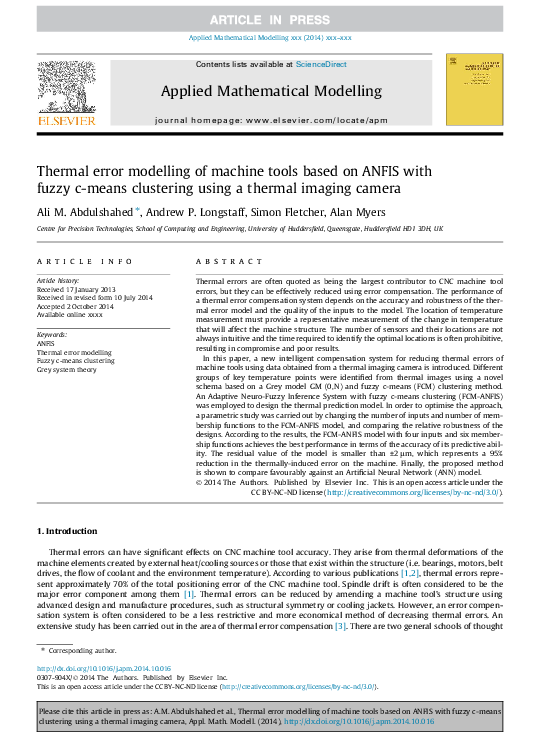 (PDF) Thermal error modelling of machine tools based on ANFIS with fuzzy c-means clustering ...