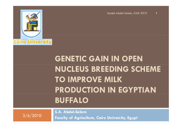 (PDF) Genetic gain in open nucleus breeding scheme to improve milk ...